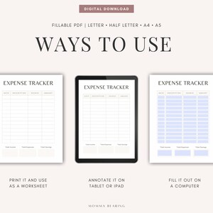 Undated Expenses Tracker Printable, Digital Spending Tracker, Business ...