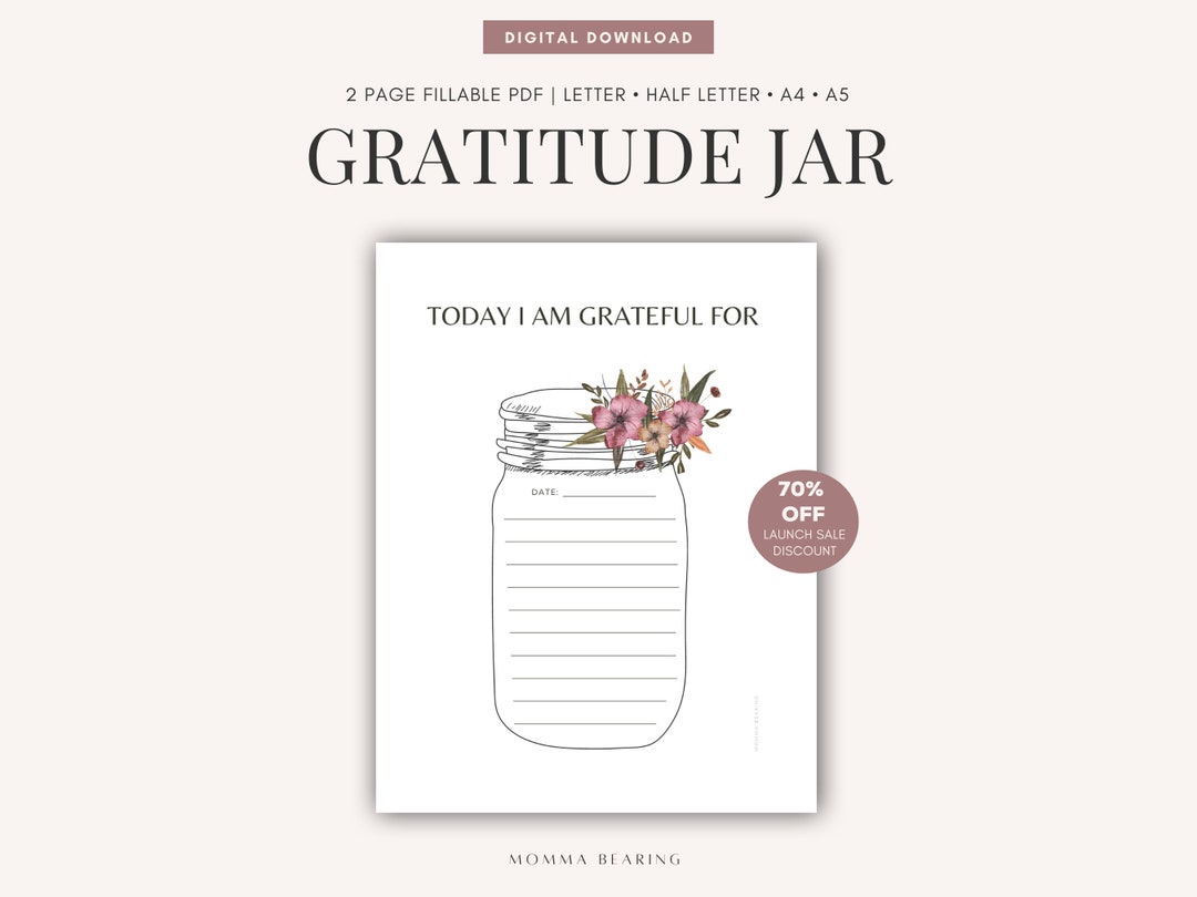 Daily Gratitude Jar Printable Kids Mason Jar Activity - Etsy