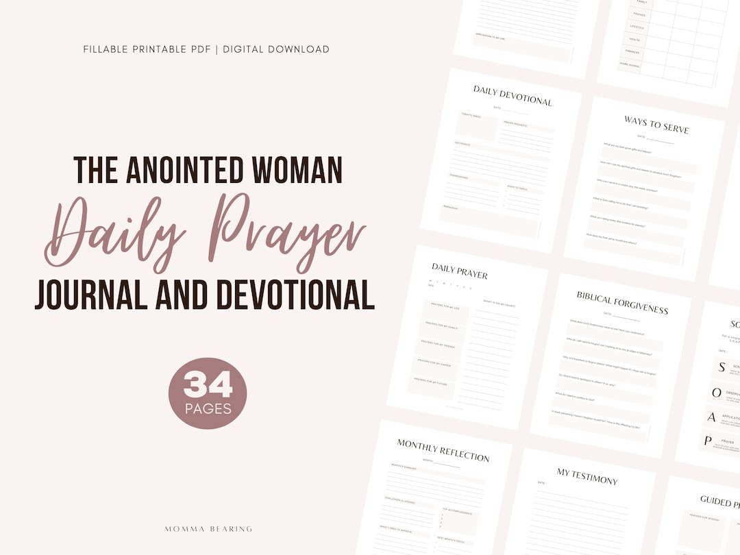 Daily Devotional Printable, Editable Bible Study Guide, Scripture ...