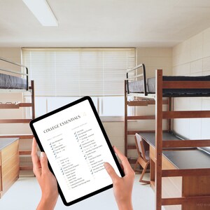 Printable University Essentials Checklist, Dorm Room Packing List PDF ...