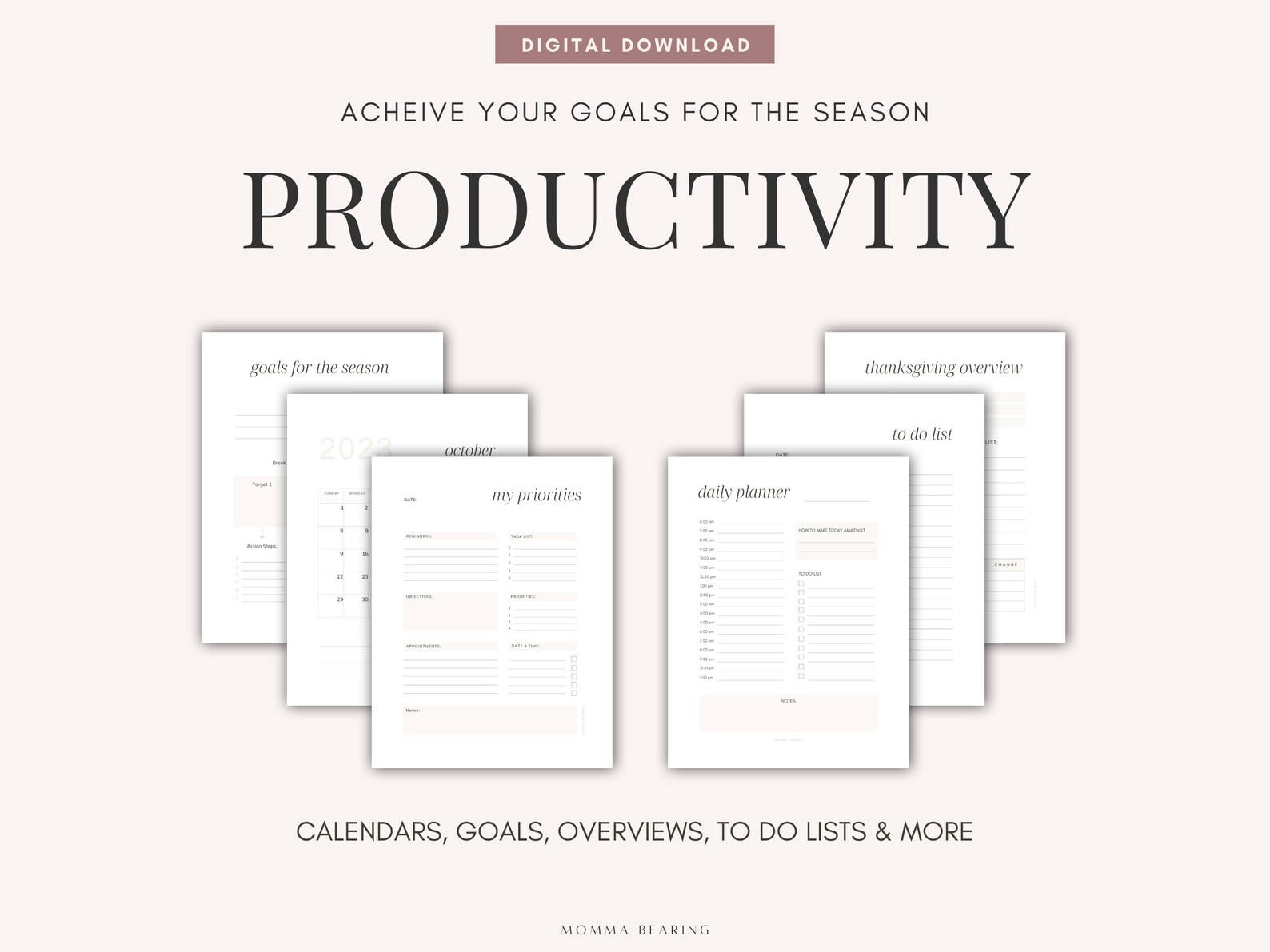Printable Fall Productivity Planner Watercolor Autumn Journal - Etsy