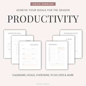 Printable Fall Productivity Planner, Watercolor Autumn Journal for Moms ...