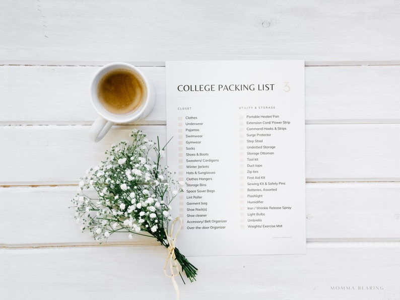 Printable College Packing List, Best Dorm Room Essentials Checklist ...