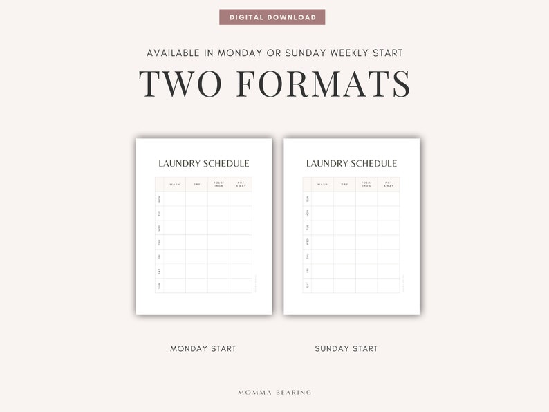 Laundry Schedule Printable, Editable Weekly Laundry Routine, Washing ...