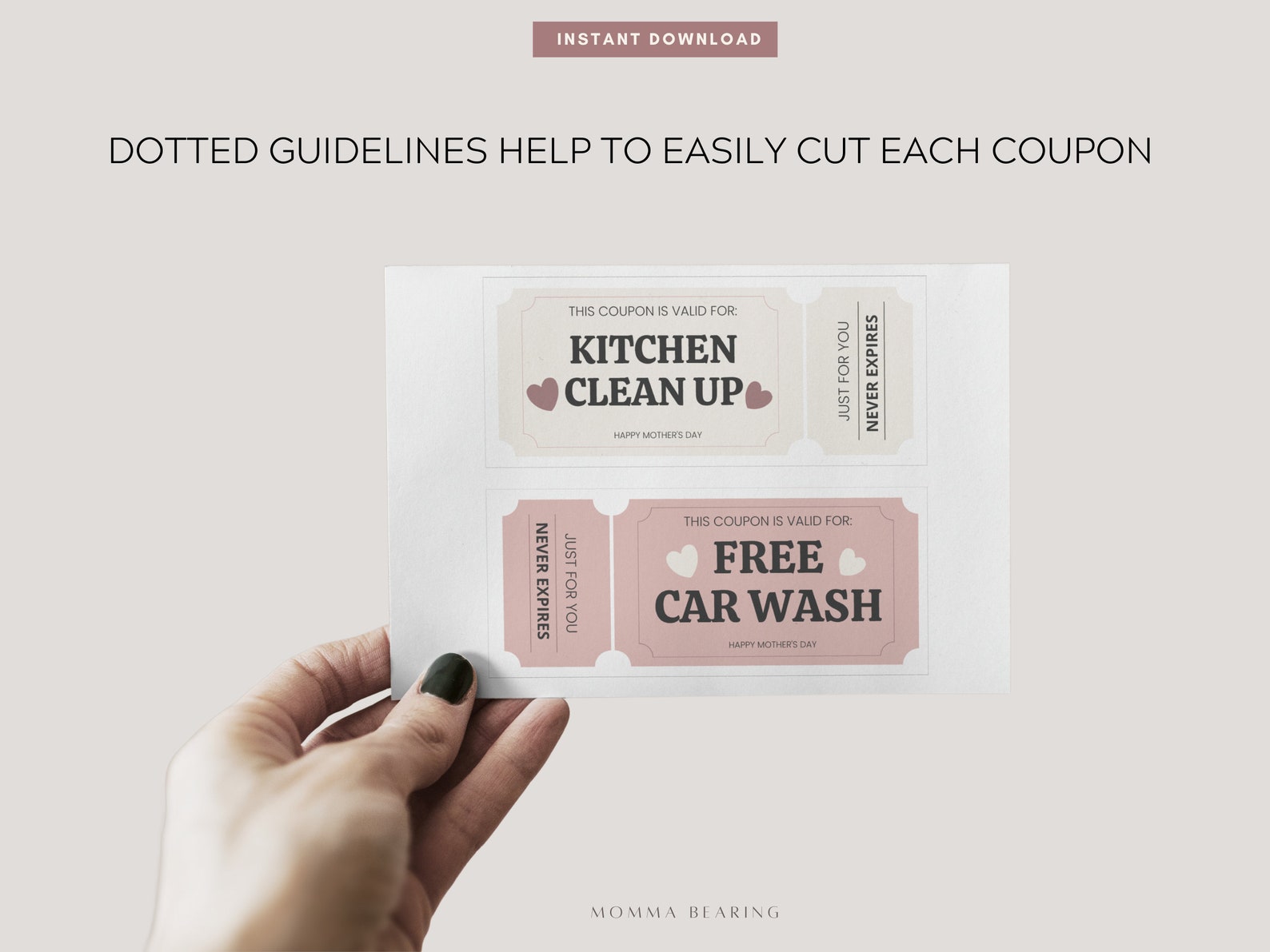 First Mother's Day Printable Coupon Book, Best Gift From Child, Kid ...