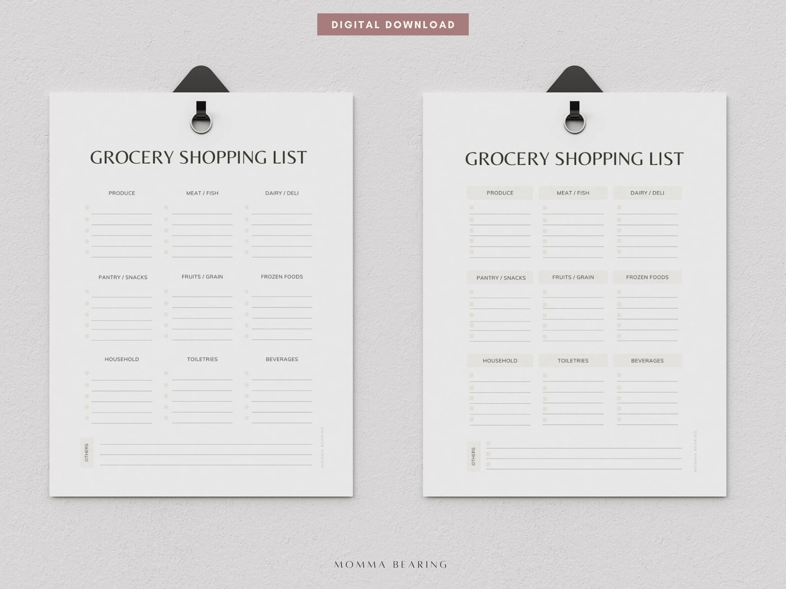 Grocery Shopping List Printable, Weekly Food Shopping PDF, DIY Kitchen ...