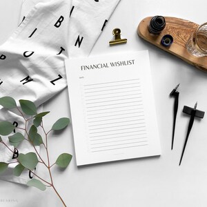 Financial Wish List Printable, Wealth Economic Wishlist, Personal ...