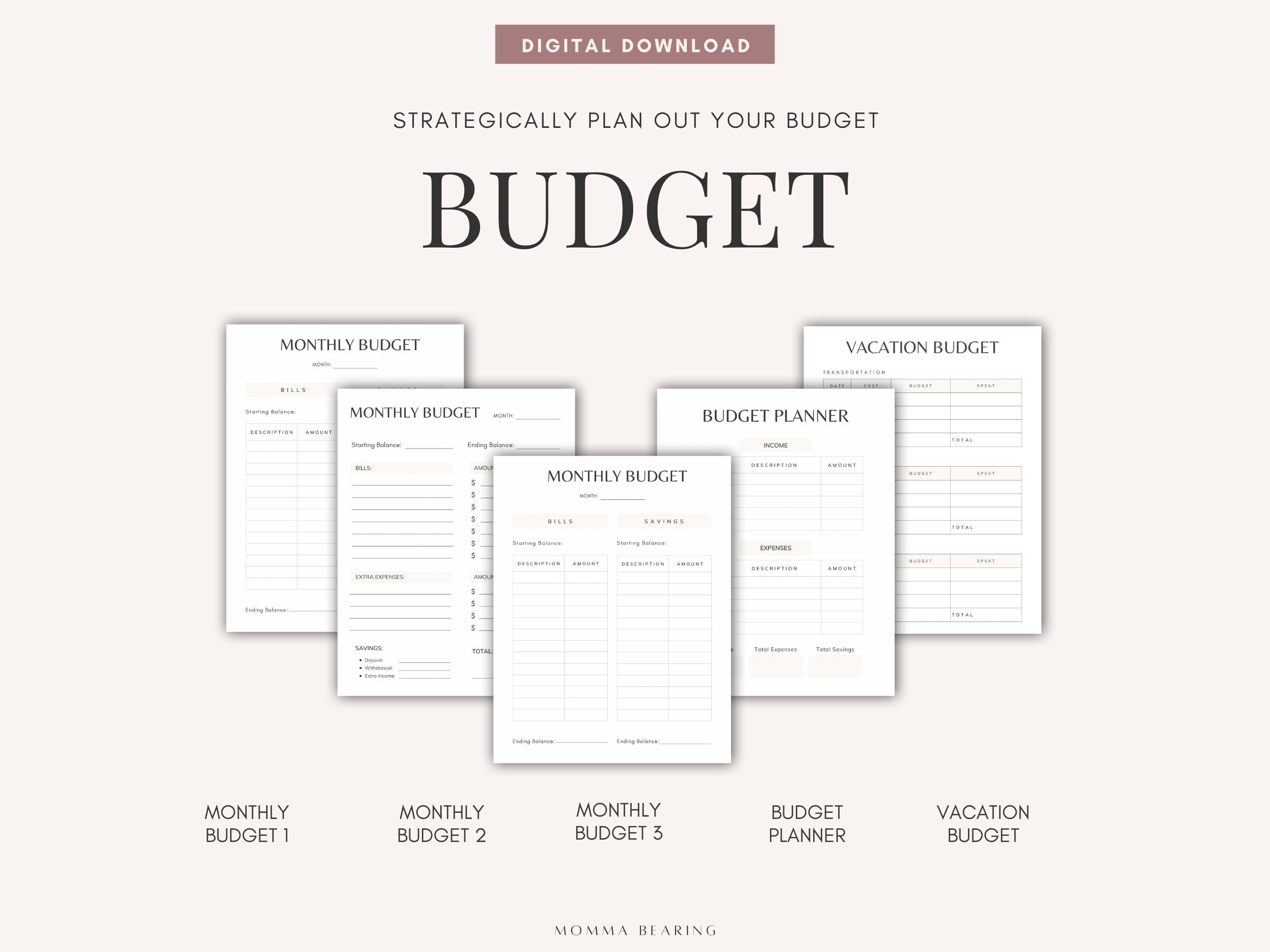 Digital Finance Planner, Printable Financial Planner Bundle, Undated ...