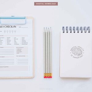 Daily Wellness Check In, Simple Printable Mood Tracker, Self Therapy ...