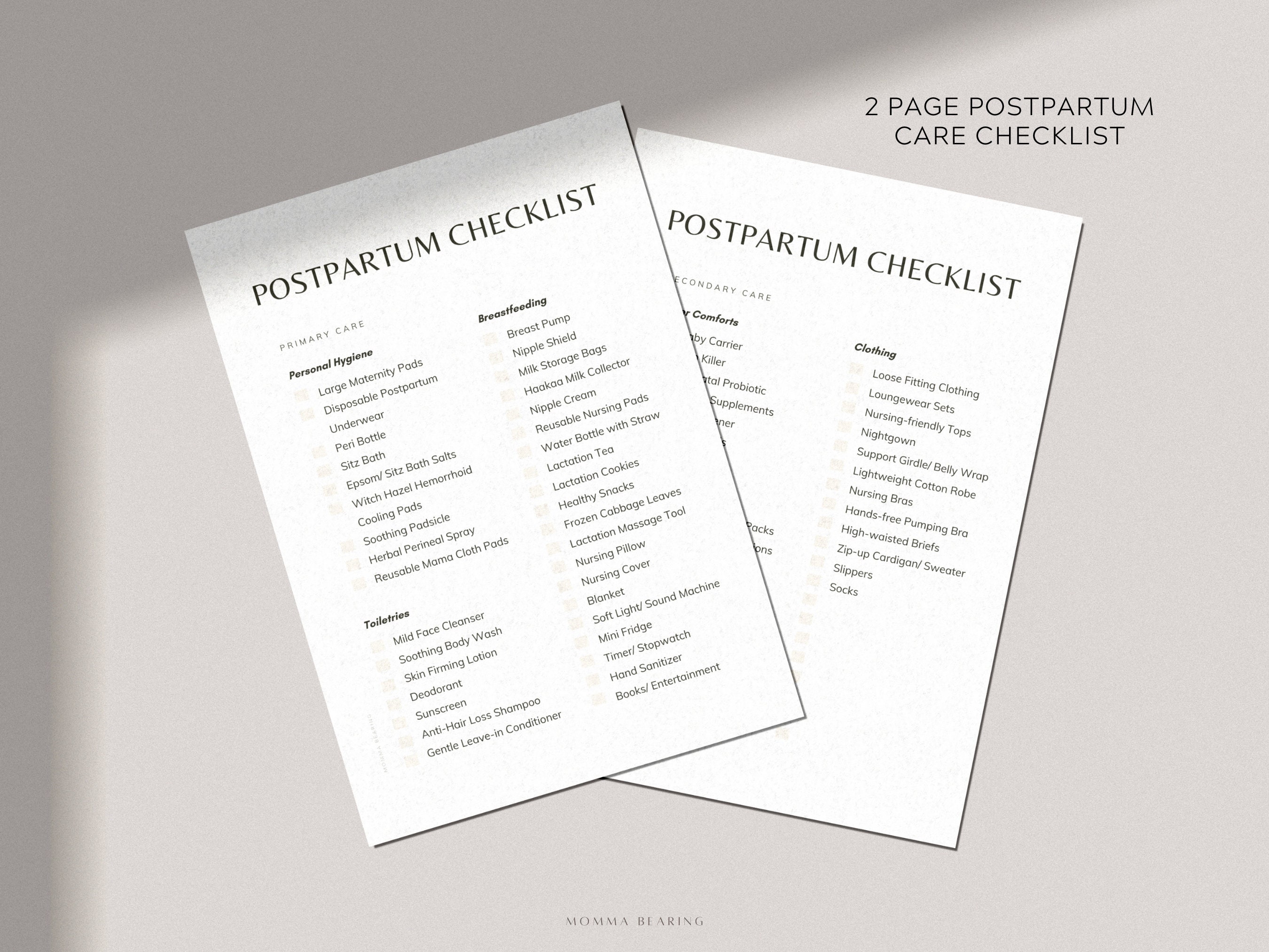 Postpartum Essentials Checklist Printable, Best Postpartum Recovery ...