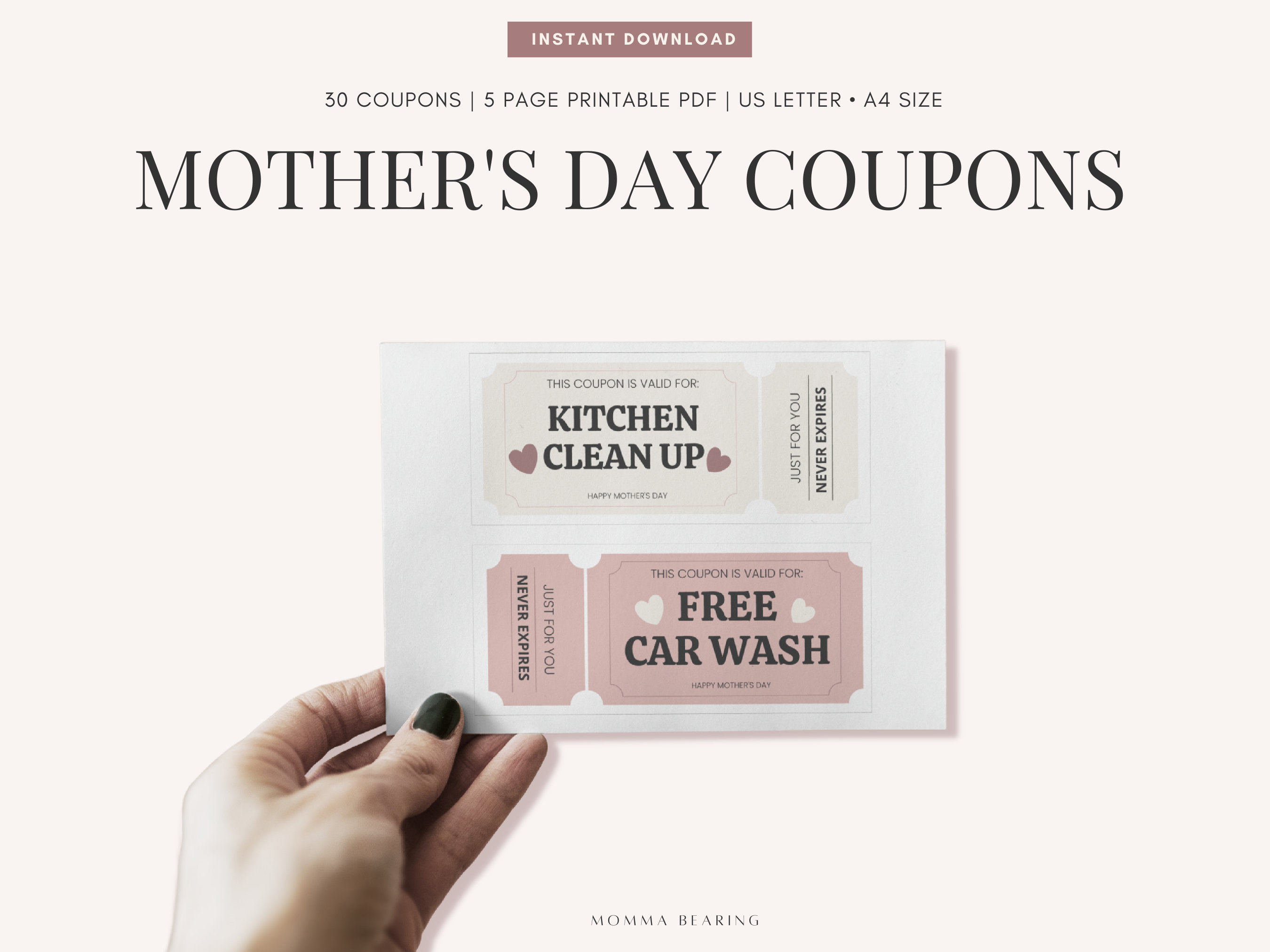 Printable Mother's Day Coupons, Best Gift From Child, Fun Mother's Day ...
