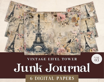 Shabby Chic Digital Paper, Printable Junk Journal, Romantic Vintage Red ...