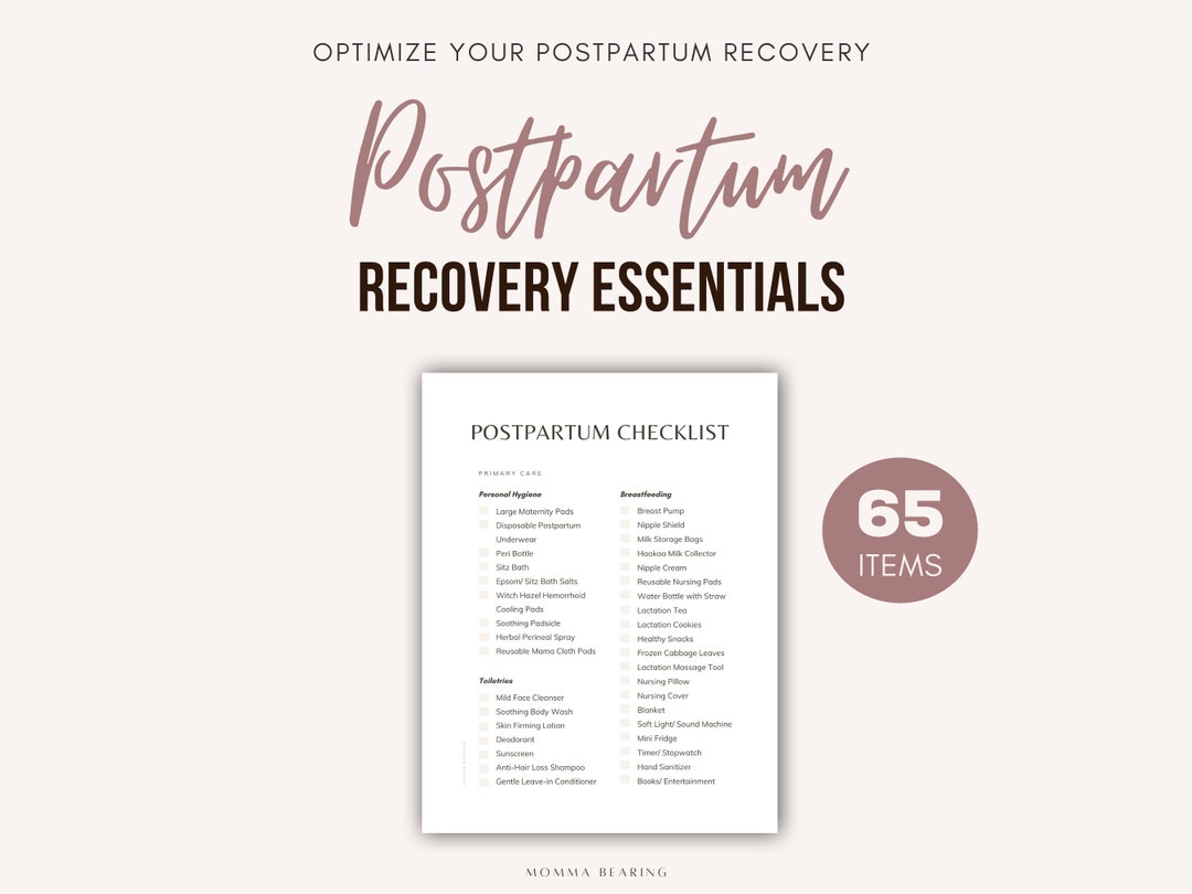 Best Postpartum Recovery Essentials Checklist, Printable Postpartum Care Plan, Fourth Trimester ...