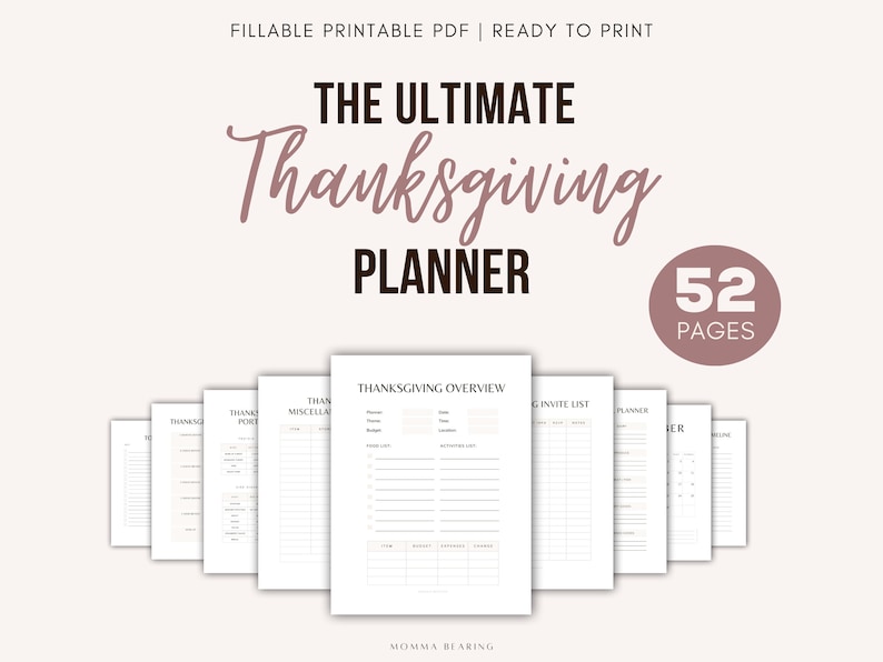 Thanksgiving Planner Printable, Thanksgiving Binder A5, Thanksgiving ...