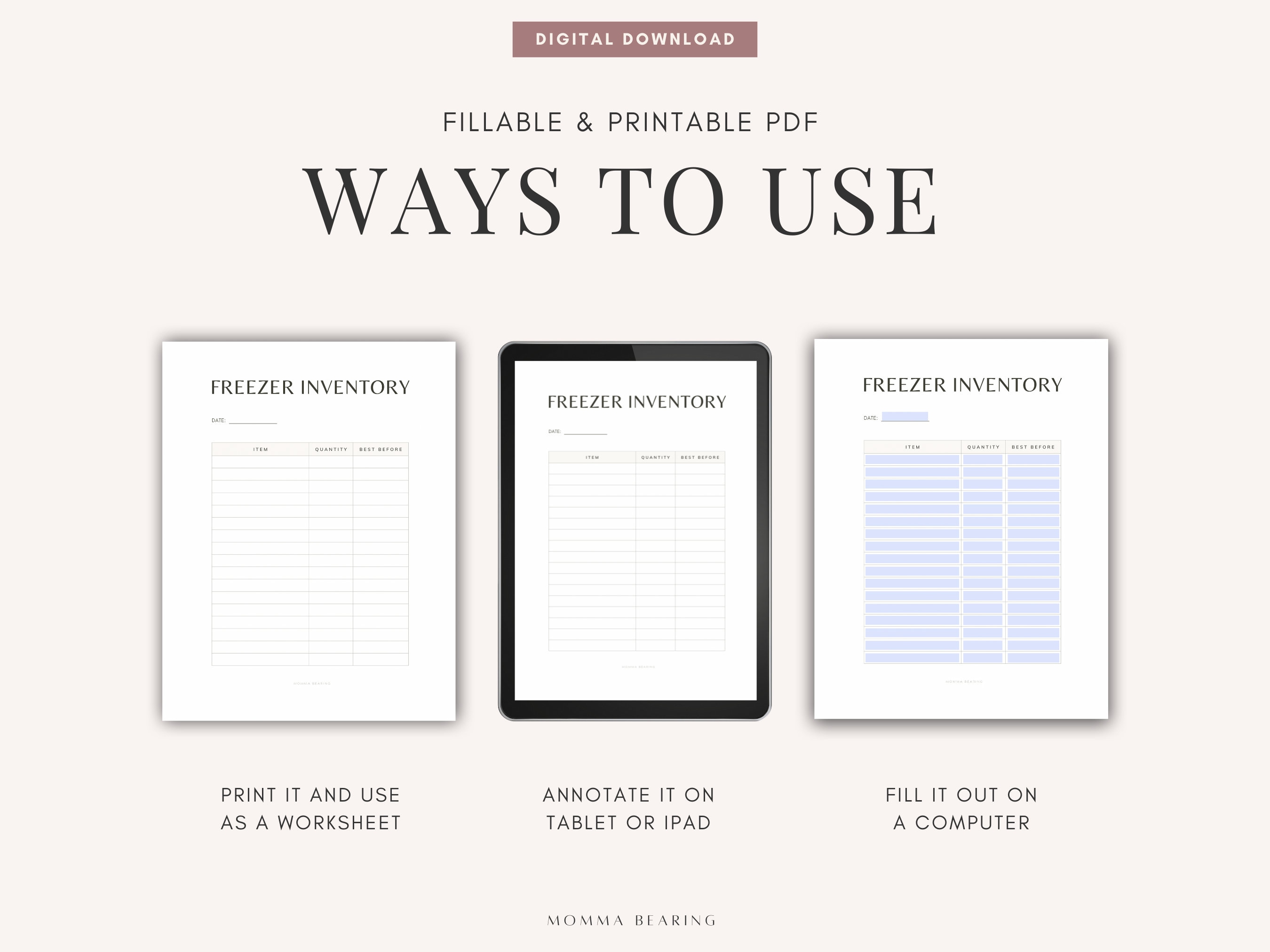 Pantry, Fridge & Freezer Printable Inventory, Perishable Food ...