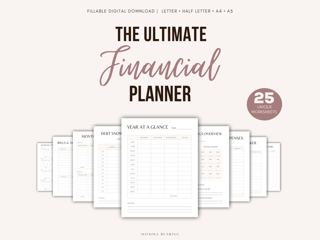 Digital Finance Planner, Printable Financial Planner Bundle, Undated ...