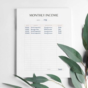Monthly Income Tracker Printable, Irregular Income Statement PDF ...