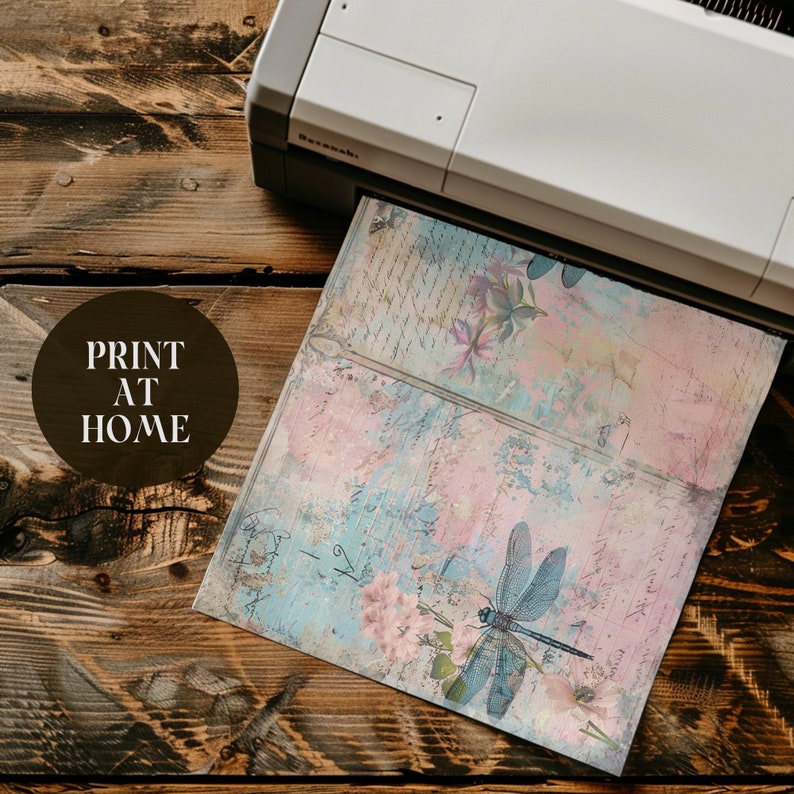 Whimsical Dragonfly Digital Paper, Printable Dragonfly Junk Journal ...