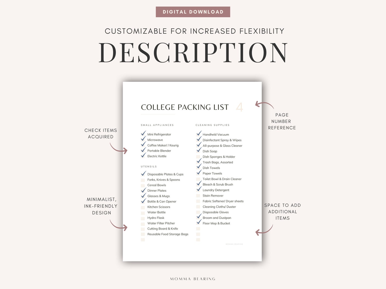 Best Freshman Packing List Printable, College Dorm Room Essentials ...