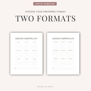 Grocery Shopping List Printable, Weekly Food Shopping PDF, DIY Kitchen ...