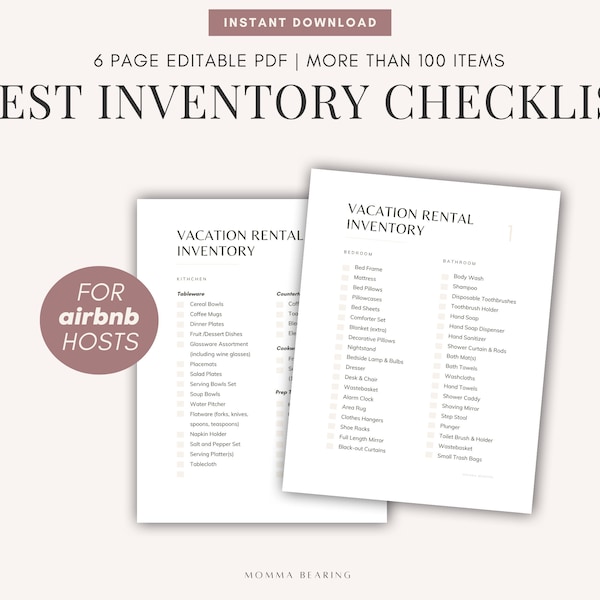 Rental Amenities Checklist - Etsy