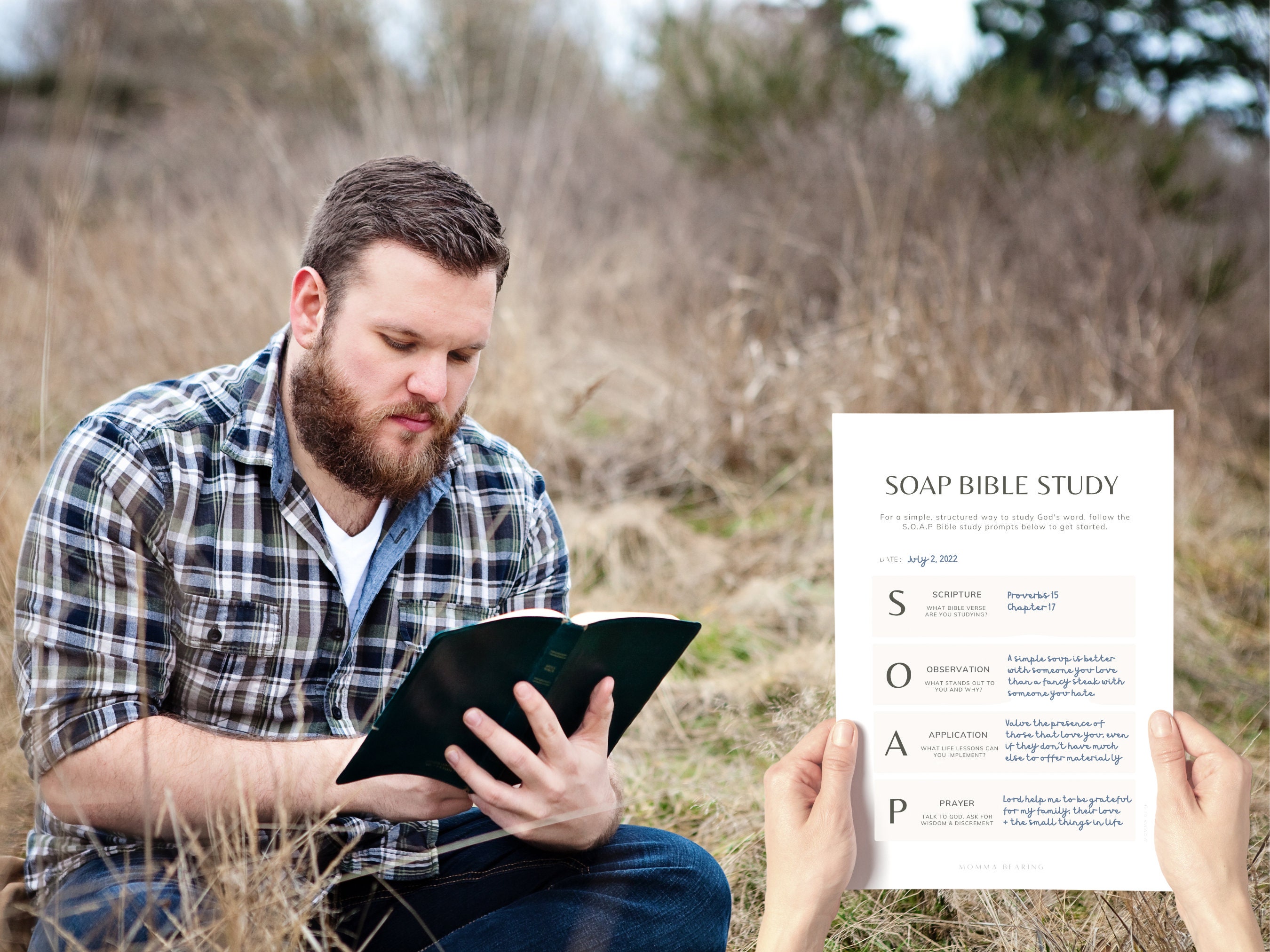 SOAP Bible Study Printable, SOAP Summary Method Worksheet, Scripture ...