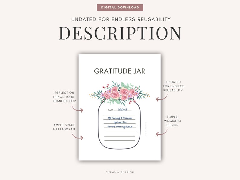 Gratitude Jar Printable Worksheet, Practice Daily Reflection ...