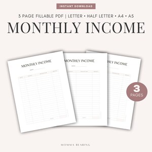 Monthly Income Tracker Printable, Irregular Income Statement PDF ...
