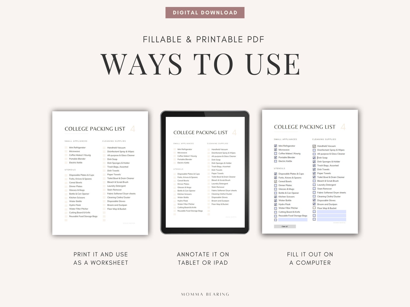 Best Freshman Packing List Printable, College Dorm Room Essentials ...