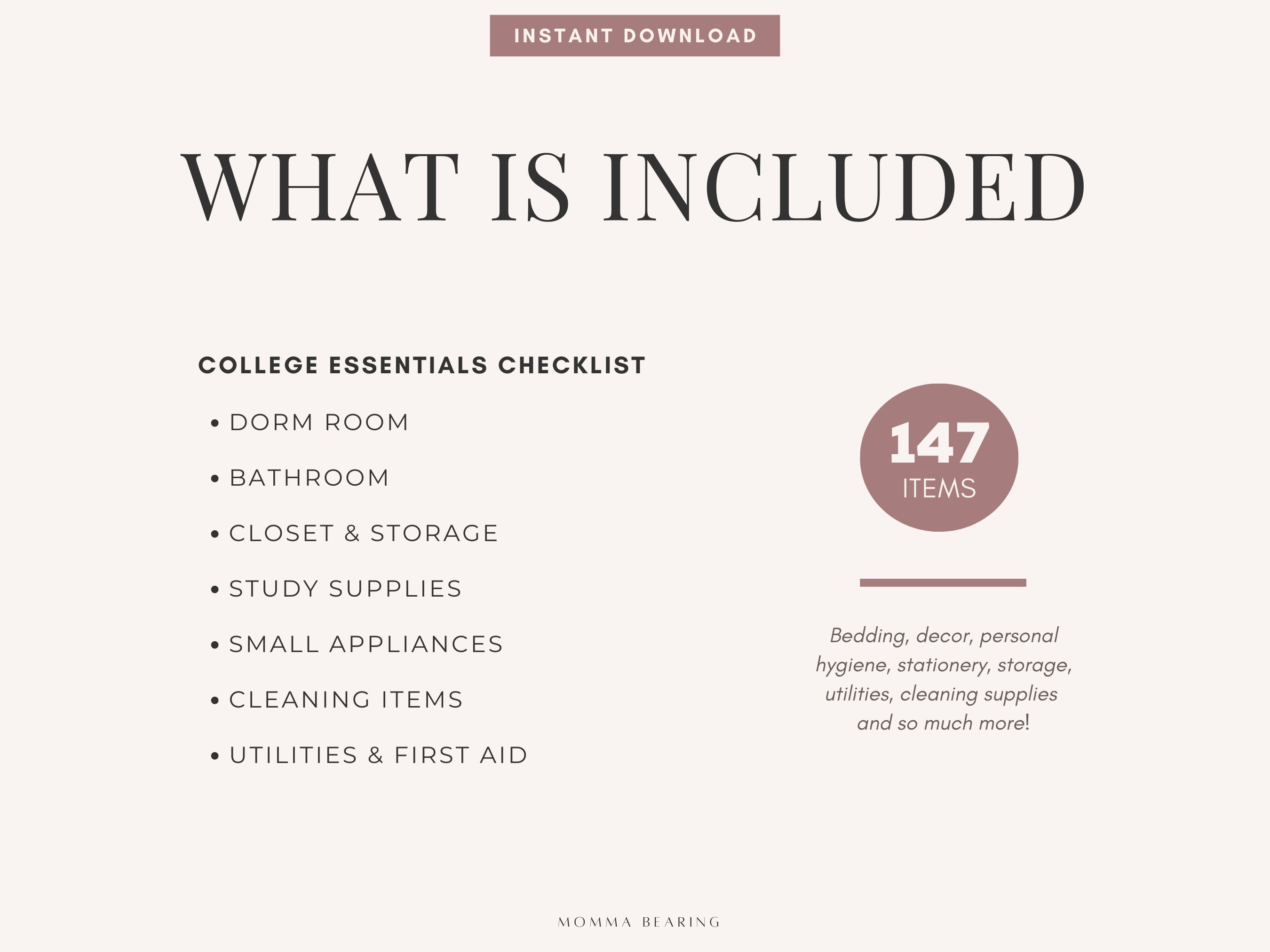 College Essentials Checklist Printable, Best Dorm Room Packing List ...