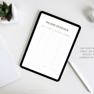 Income Overview Printable, Income Tracker, Money Management, Monthly ...