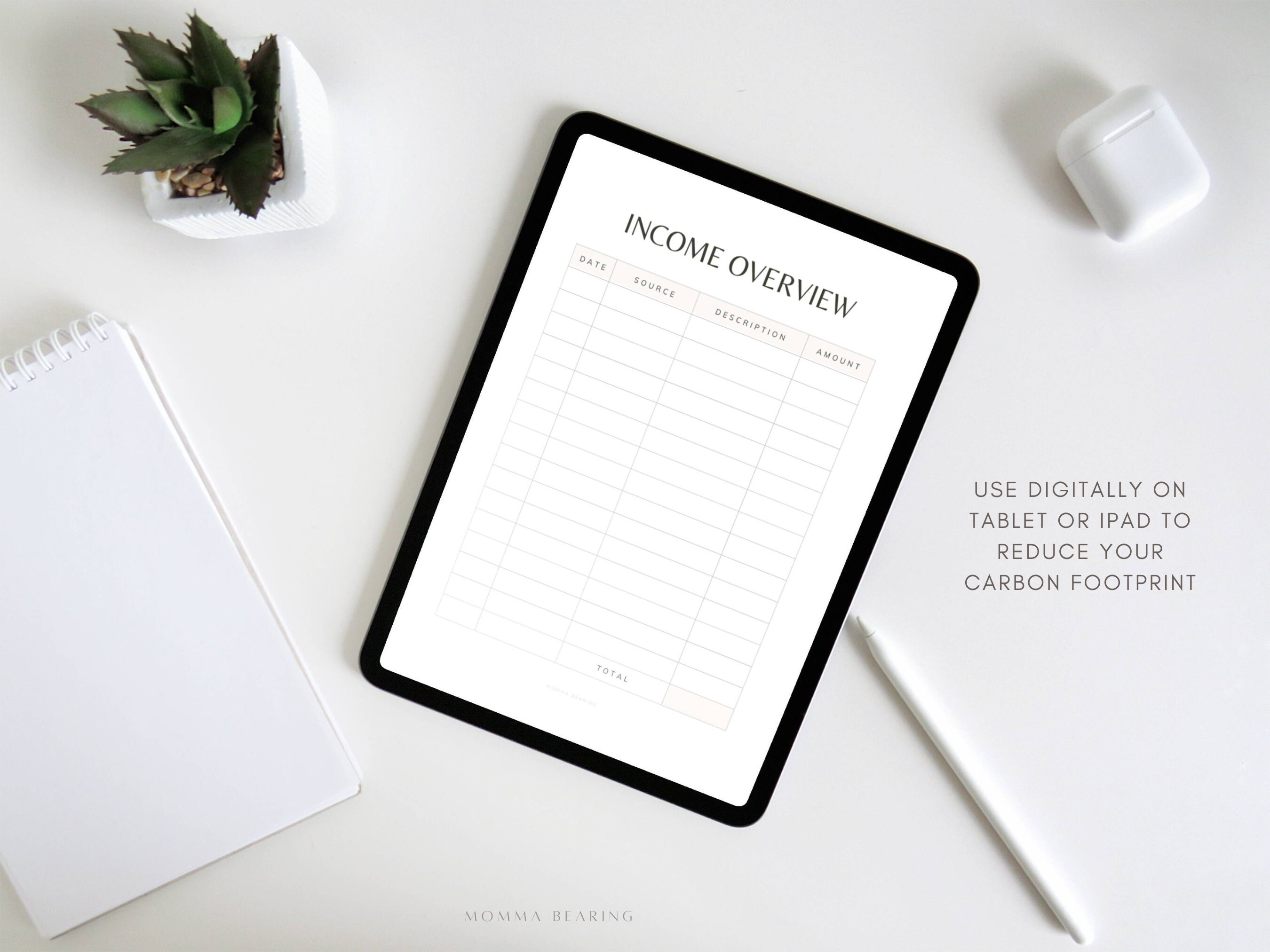 Income Overview Printable, Income Tracker, Money Management, Monthly ...