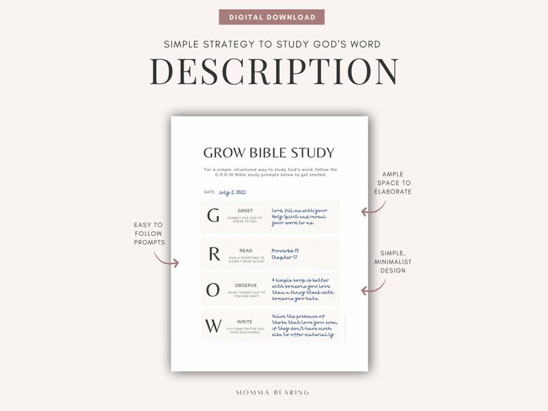 G.R.O.W Bible Study Method, Printable Christian Scripture Worksheet ...