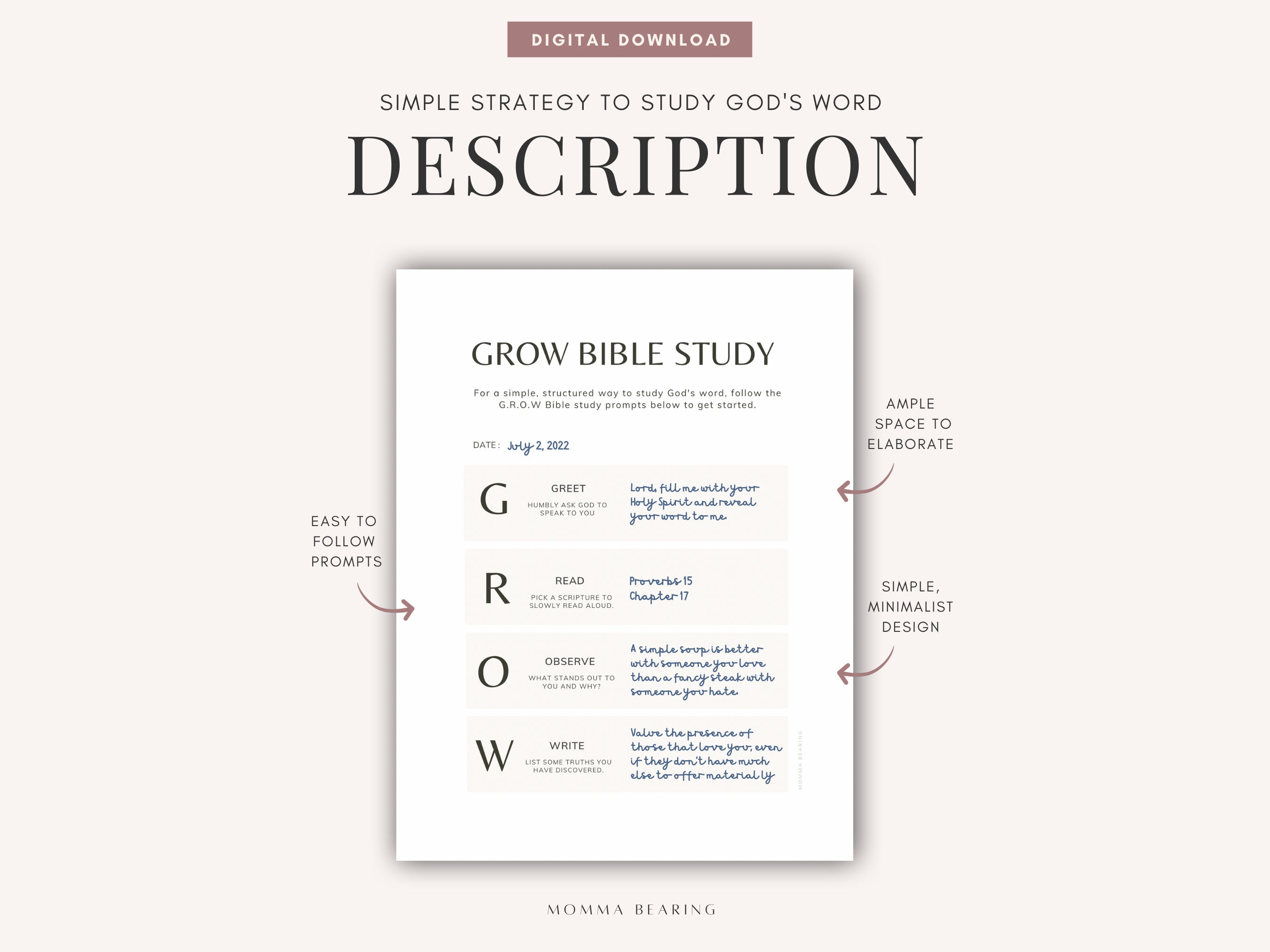 G.R.O.W Bible Study Method, Printable Christian Scripture Worksheet ...