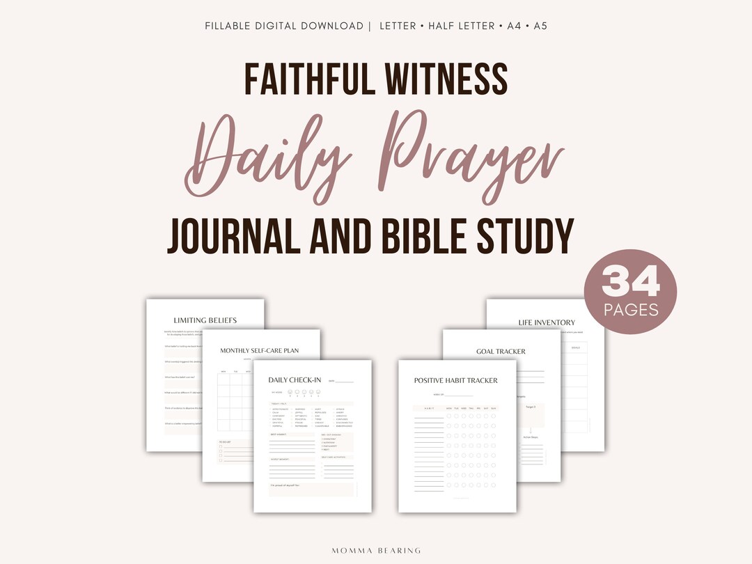 Printable Prayer Journal, Digital Faith Diary, Daily Devotional, Prayer ...