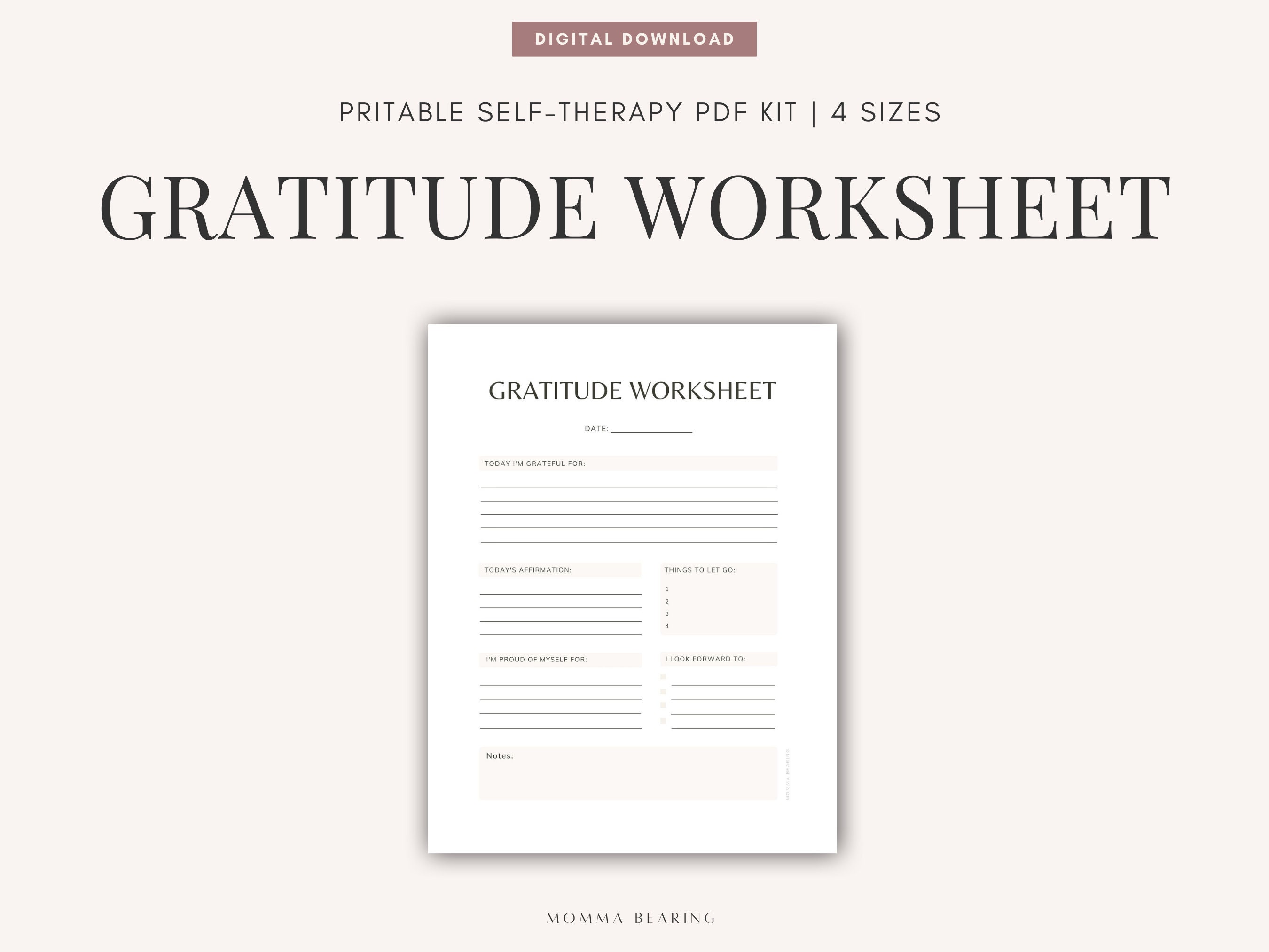 Intentional Gratitude Worksheet Bundle, Printable Mindfulness Workbook ...