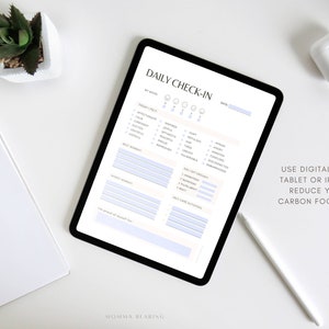 Daily Self Check In, Printable Mood Tracker, Wellness Worksheet for ...