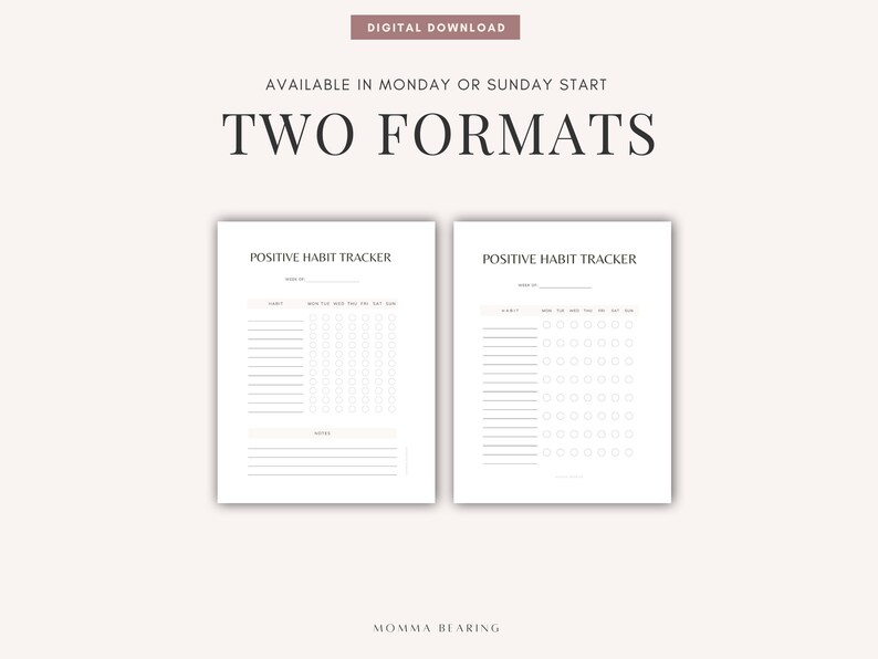 Minimalist Positive Habit Tracker, Weekly Healthy Habits, Mindset ...