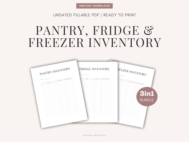 Pantry, Fridge & Freezer Printable Inventory, Perishable Food ...