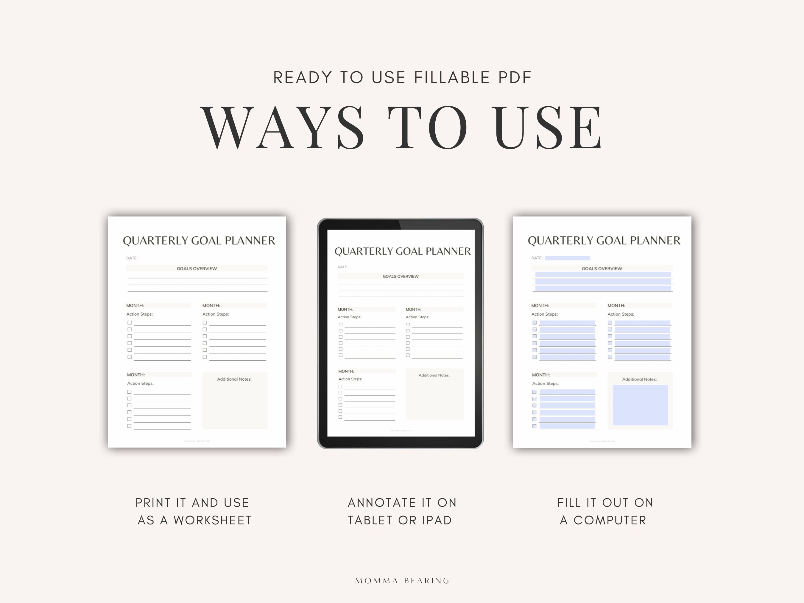 Q4 Action Plan Template, Printable Quarterly Goal Tracker, Business ...