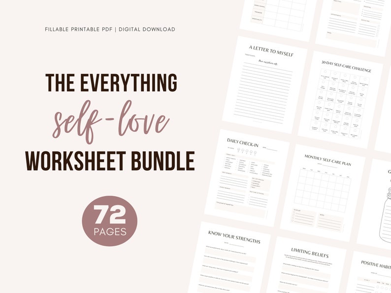 Printable Self Love Worksheet Mental Health Wellness Guide - Etsy
