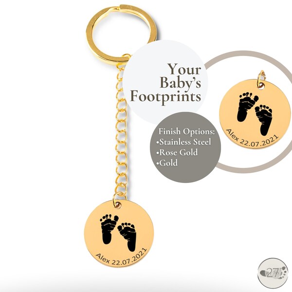 Baby Footprint Keychain - Etsy