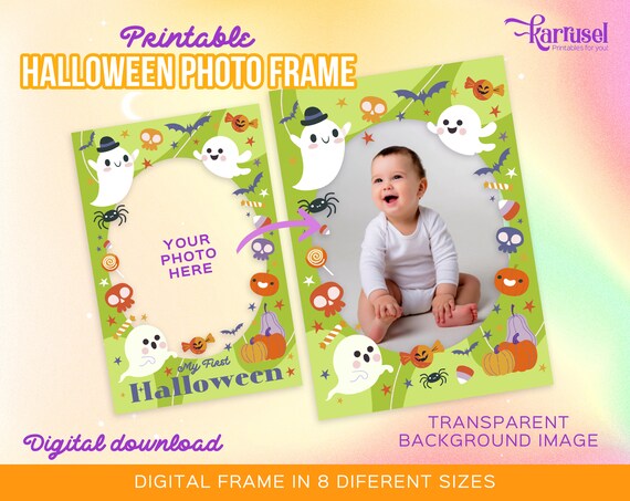 Halloween Printable Photo Frame Instant Download Pumpkin - Etsy