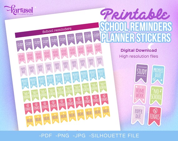 Printable School Stickers School Planner School Reminders - Etsy