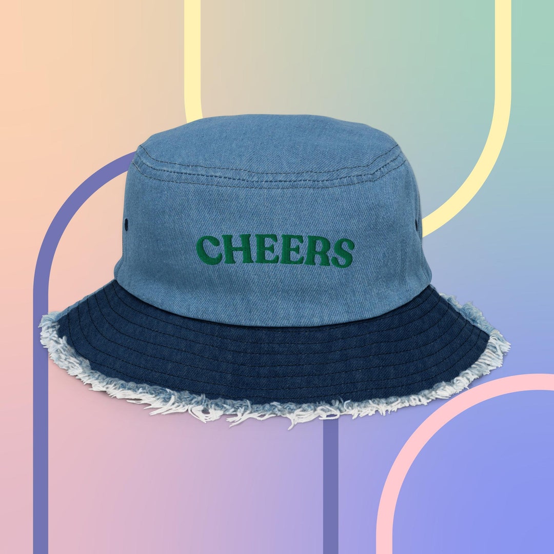 Cheers Distressed Denim Bucket Hat - Etsy