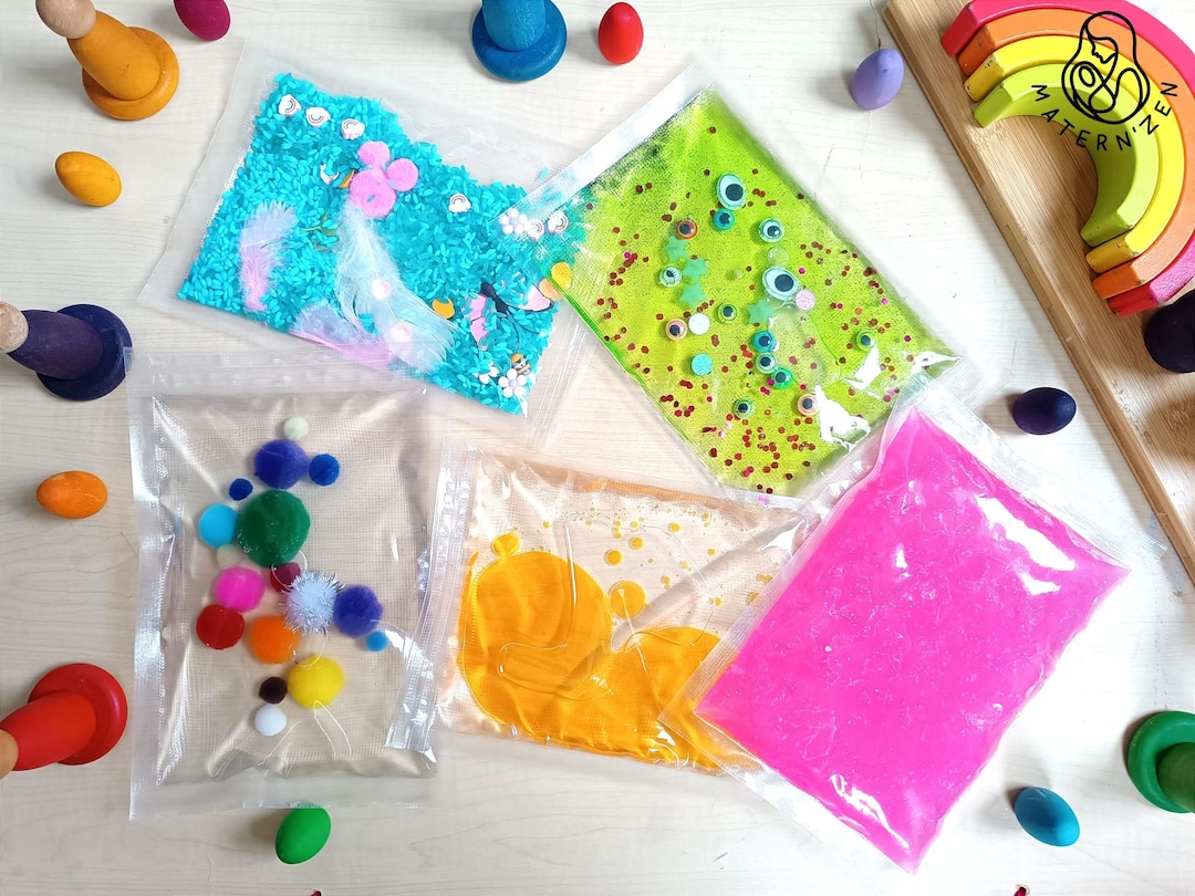 Pack of 5 Sensory Bags. One Bag for a Tactile Sensation. Montessori ...