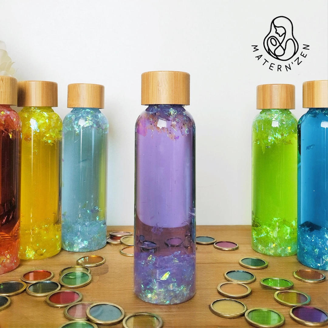 Liquid Sensory Bottle of Calm Diamond Flakes 10 Colors. Learn the ...