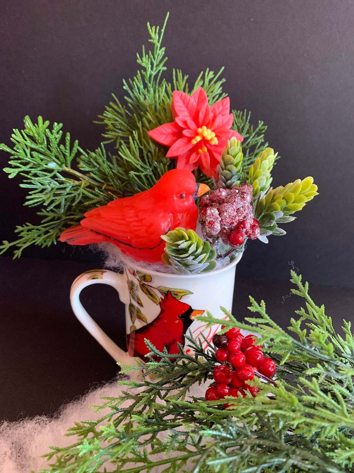 Christmas Cardinal Soap Flowers Arrangement, Christmas Centerpiece - Etsy