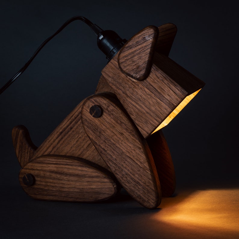 Wooden Dog Lamp. Hand Made From Quality Hardwoods. Cute Gift for ...