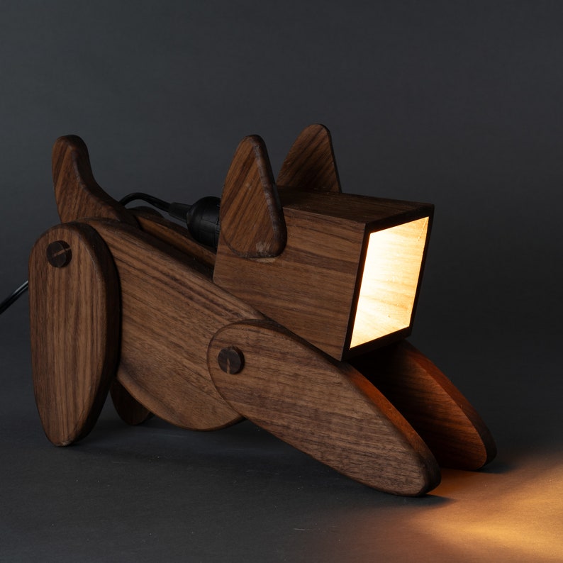 Wooden Dog Lamp. Hand Made From Quality Hardwoods. Cute Gift for ...
